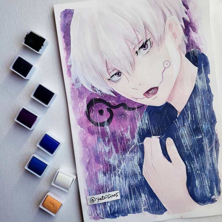 Toge Inumaki watercolor painting from Jujutsu kaisen by Yato5005